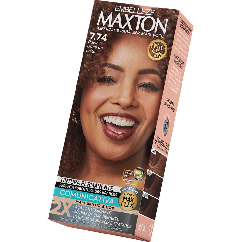 Tinta de Cabelo Maxton Delícias Ruivo Doce de Leite 7.74 | Transforme ...